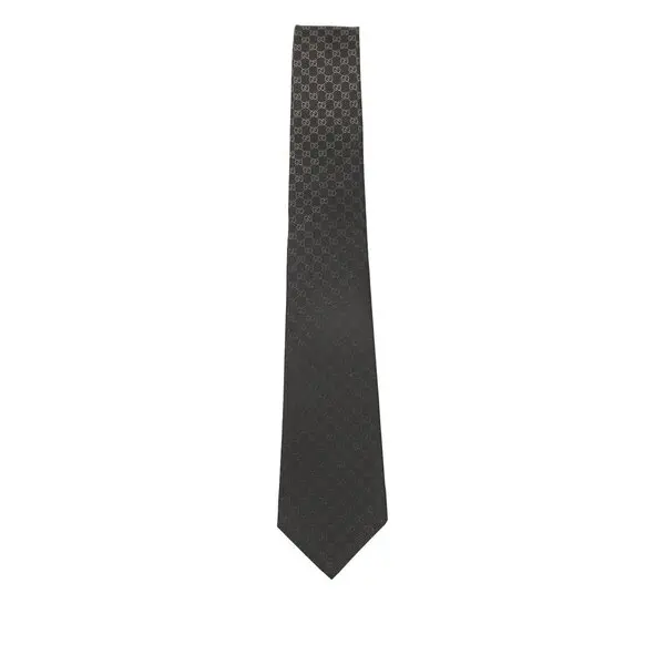 Gucci Monogrammed Silk Neck Tie With Bee Motif - Brown