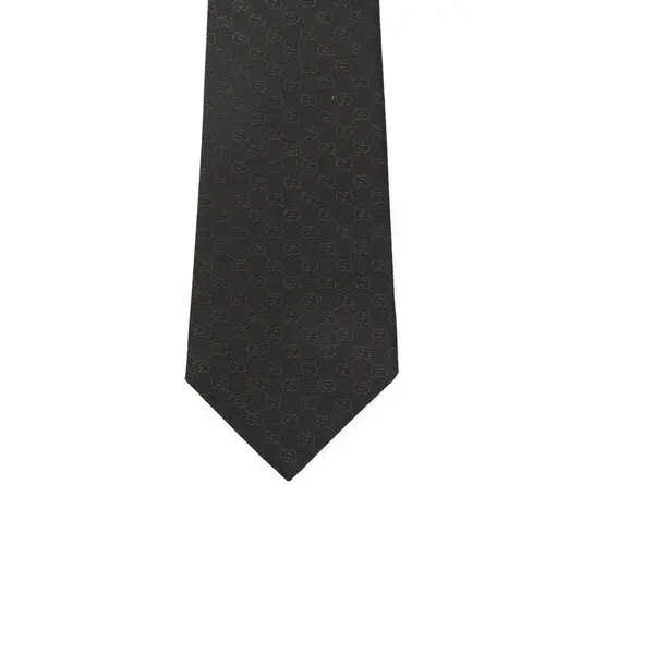 Gucci Monogrammed Silk Neck Tie With Bee Motif