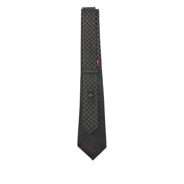Gucci Monogrammed Silk Neck Tie With Bee Motif
