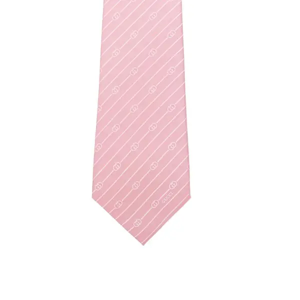 Gucci Silk Diagonal Stripe Logo Motif Neck Tie