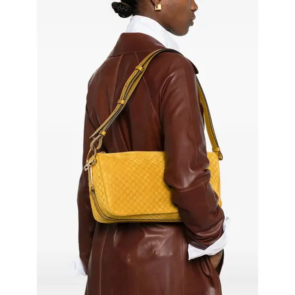 Gucci Monogram Suede Shoulder Bag - Yellow