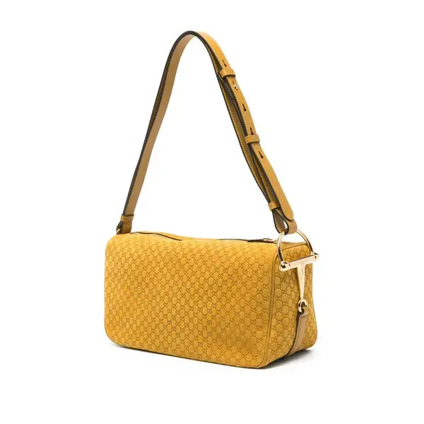 Gucci Monogram Suede Shoulder Bag - Yellow