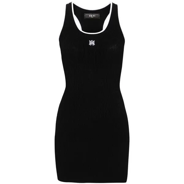 Amiri Ribbed Knit Contrasting Trim Mini Dress