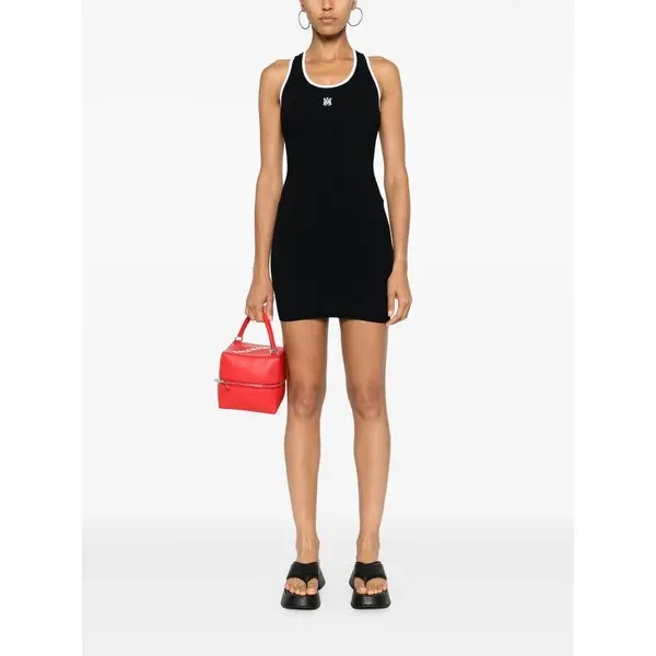 Amiri Ribbed Knit Contrasting Trim Mini Dress