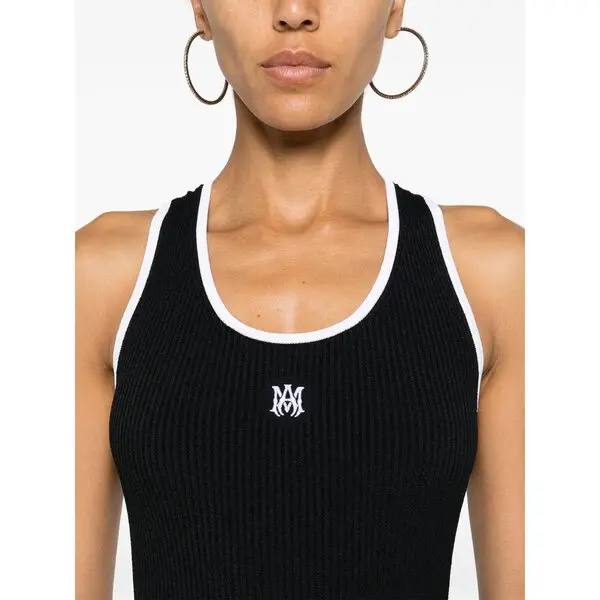 Amiri Ribbed Knit Contrasting Trim Mini Dress