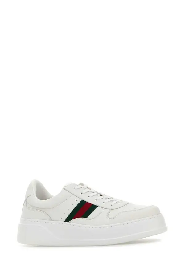 Gucci Calf Skin Leather Sneakers - White