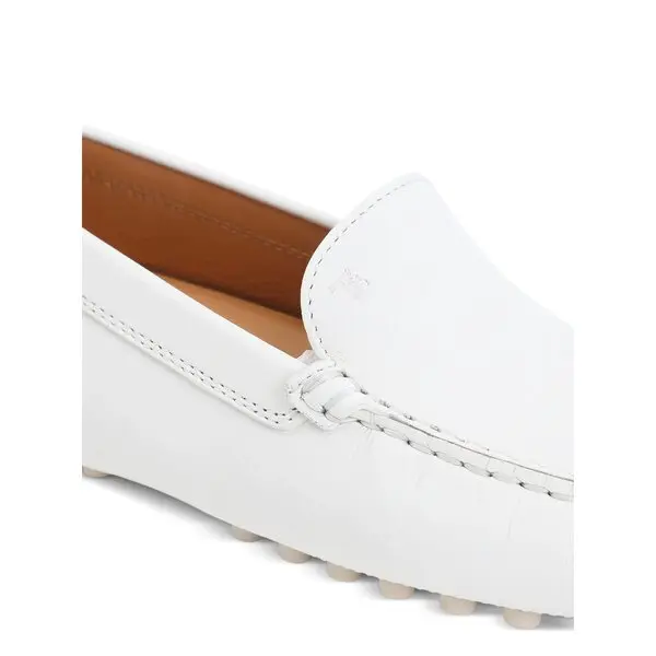 TOD'S Leather Loafers With Gold-tone Studs - White
