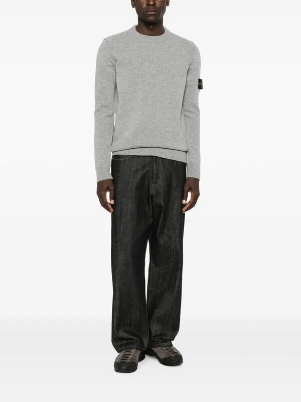 Stone Island Cotton Crewneck Sweater With Detachable Compass Badge - Multicolor