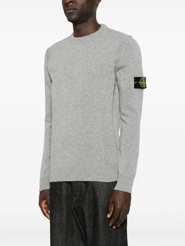 Stone Island Cotton Crewneck Sweater With Detachable Compass Badge - Multicolor