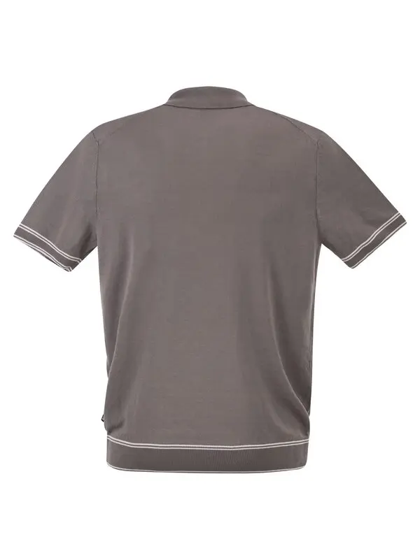 BOSS Linen And Viscose Polo Shirt With Zip And Contrast Trims