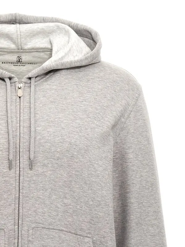 Brunello Cucinelli Zip Up Hoodie - Gray