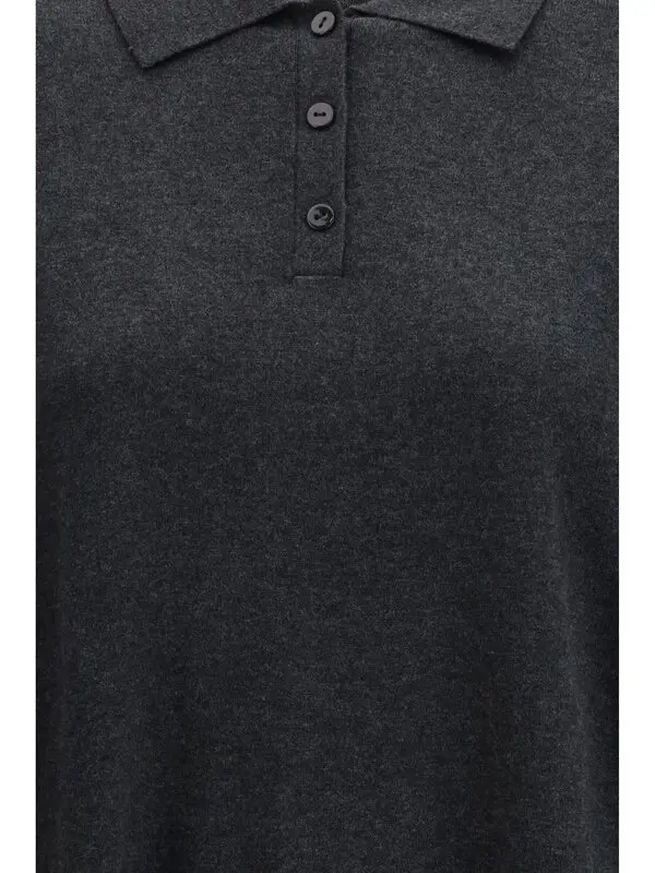 LISA YANG Caisa Cotton Blend Polo Sweater - Gray