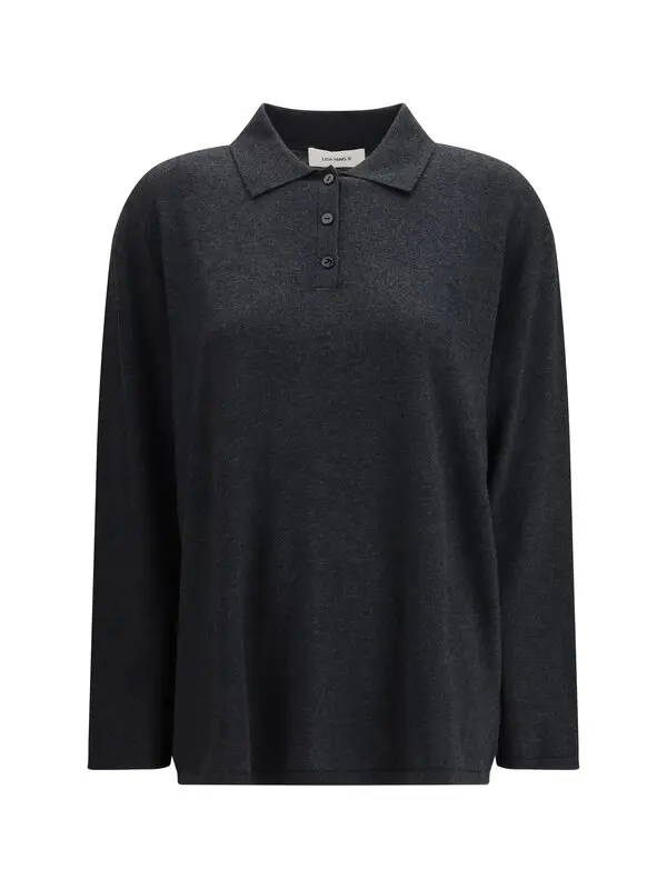 LISA YANG Caisa Cotton Blend Polo Sweater - Gray