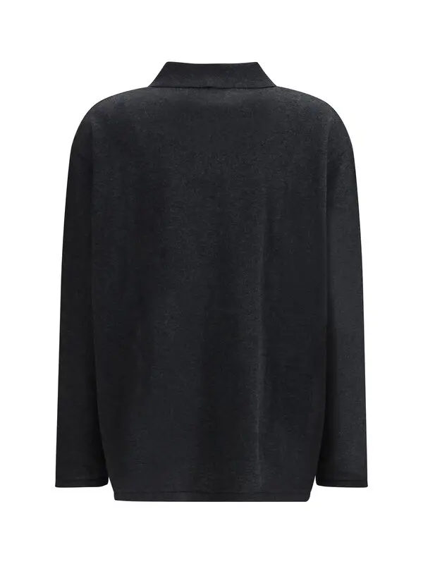 LISA YANG Caisa Cotton Blend Polo Sweater - Gray