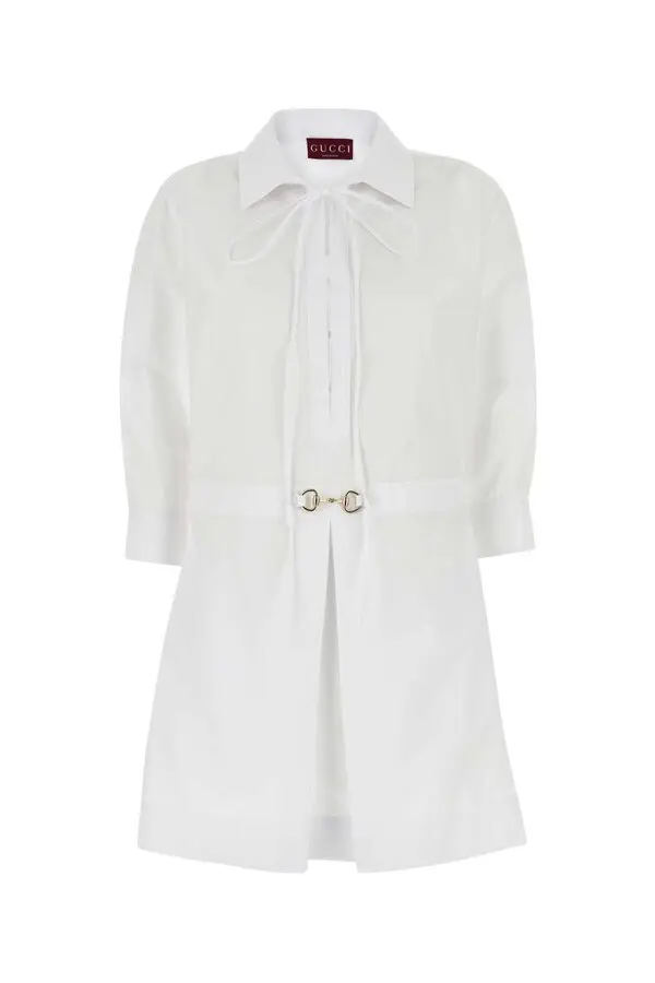 Gucci Cotton Poplin Shirt Dress - White