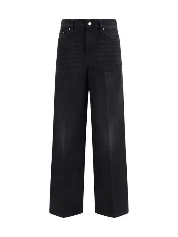 TOTEME Wide-leg High-rise Jeans With Pressed Crease - Black