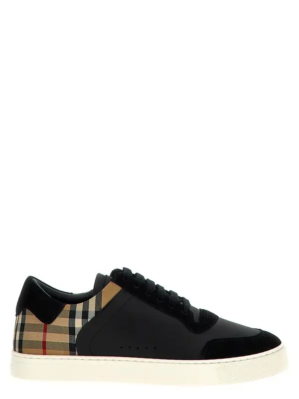 Burberry Check Insert Leather And Suede Sneakers