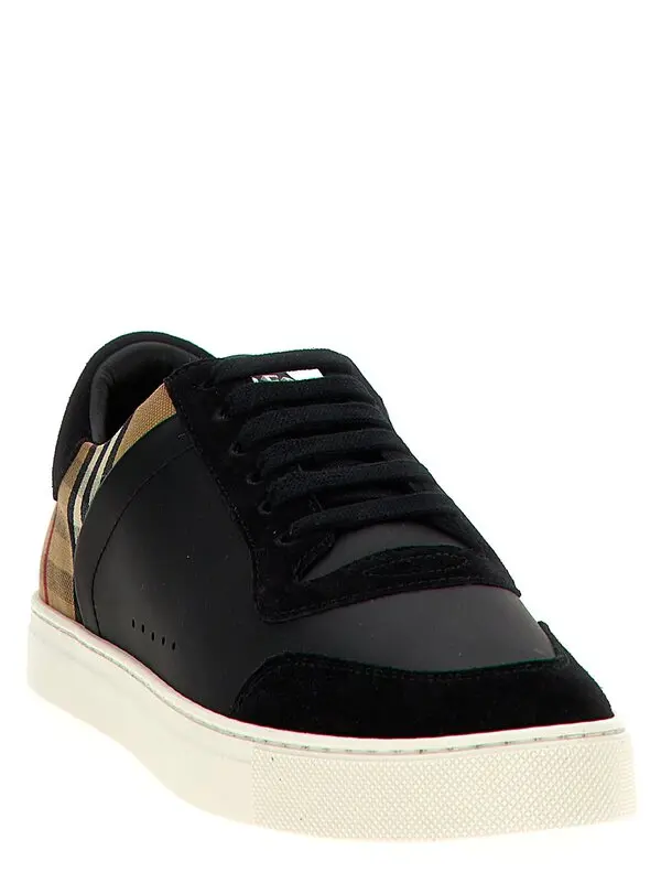 Burberry Check Insert Leather And Suede Sneakers