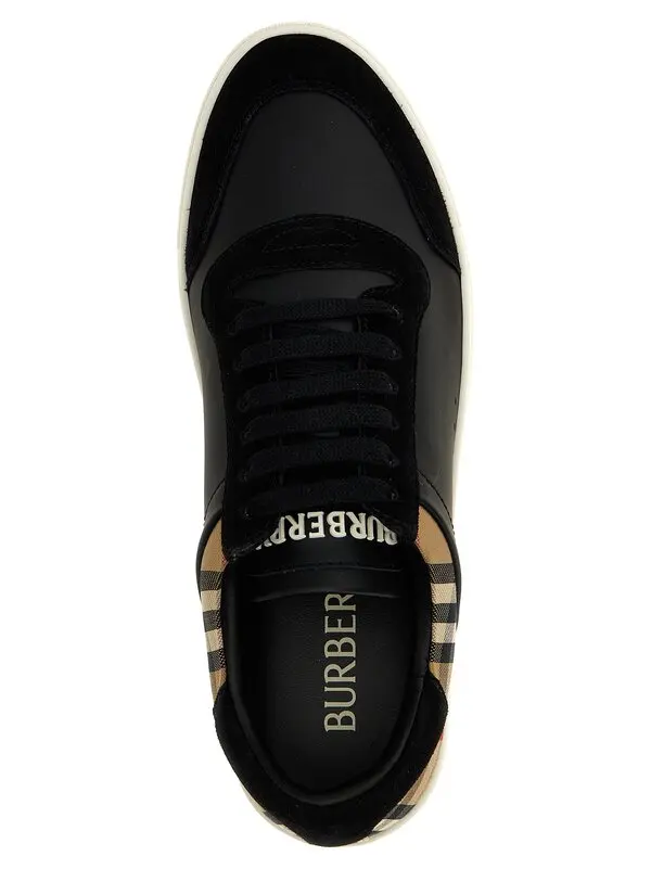 Burberry Check Insert Leather And Suede Sneakers