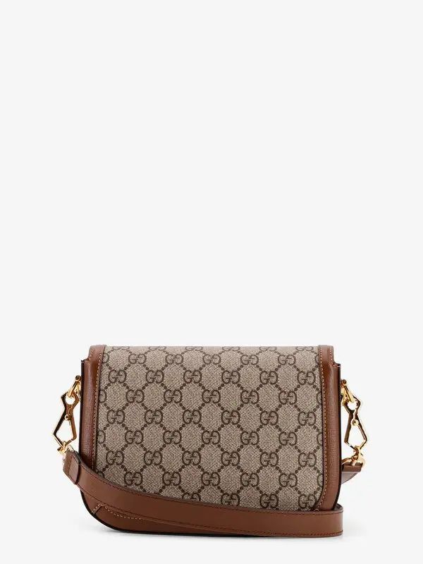 Gucci Coated Canvas 1955 Horsebit Crossbody Bag With Gg Supreme Motif - Cream