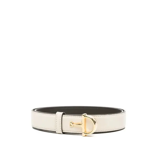 Gucci Leather Belt With Gold-tone Hardware - Cream