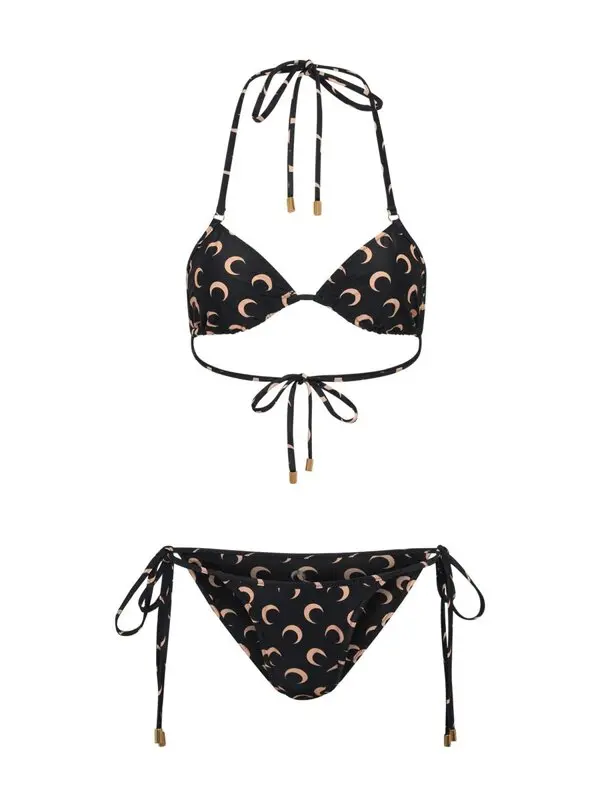MARINE SERRE Bikini With Crescent Moon Print - Black