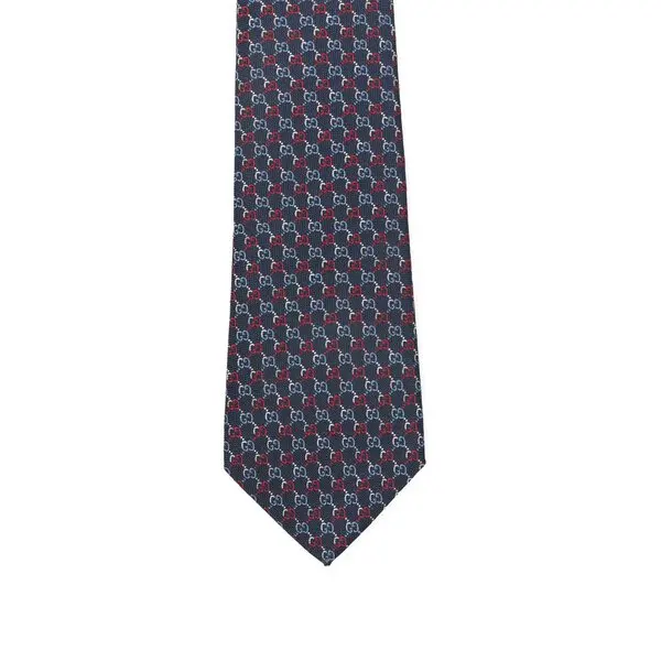 Gucci Motif Pattern Silk Neck Tie