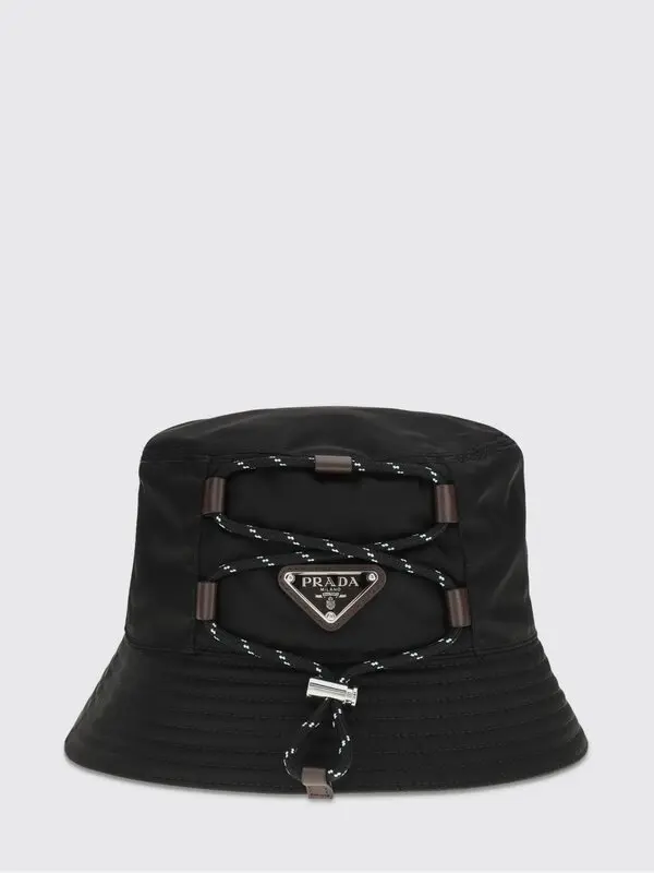 Prada Bucket Hat With Drawstring Detail - Black