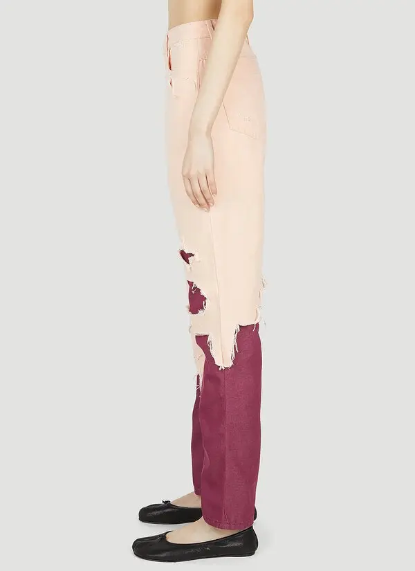 Raf Simons Distressed Cotton Denim Jeans