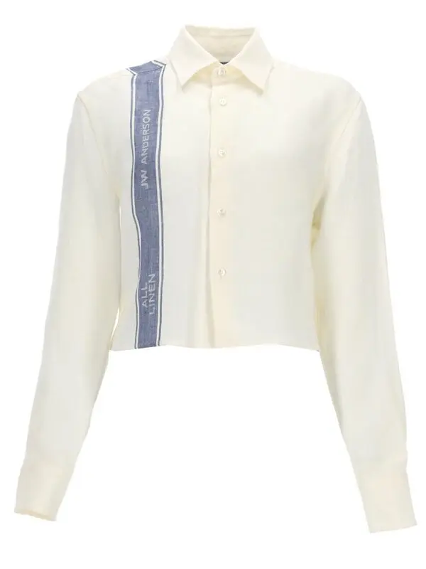 JW Anderson Linen Shirt With Logo Detail - White
