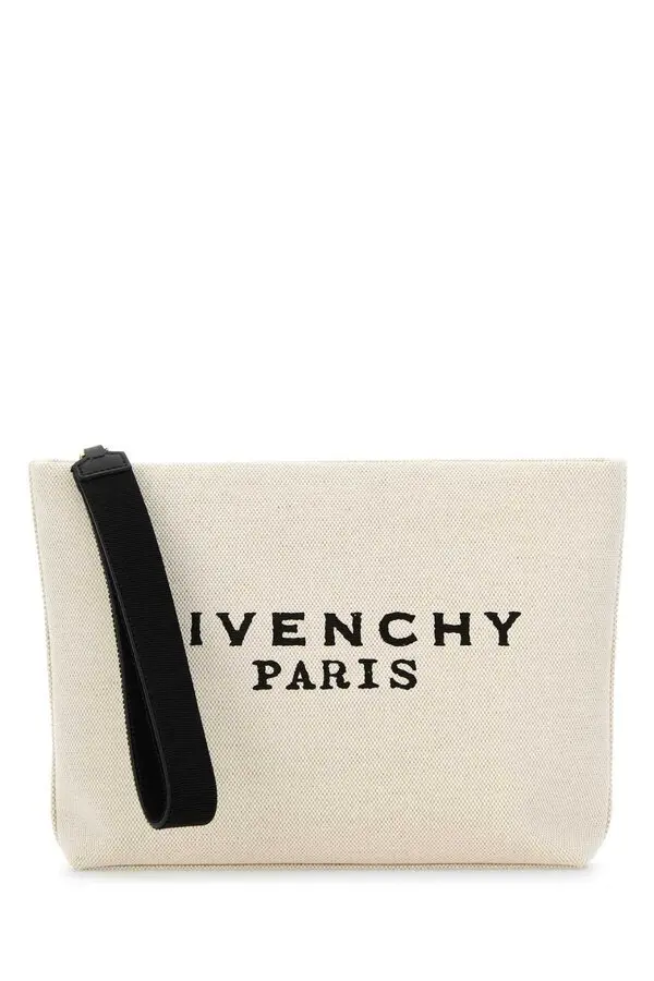 Givenchy Ivory Canvas Pouch - White