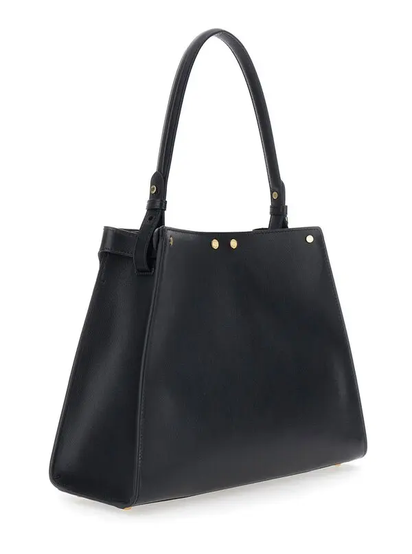 Fendi Way Tote Bag In Leather With Turn Lock - Black