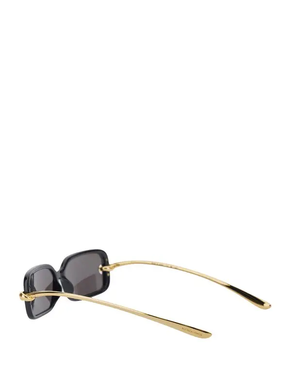 Bottega Veneta Rectangular Metal Sunglasses With Knot Detail - Black