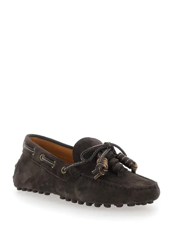 TOD'S Suede Mocassin Loafers With Rounded Toe In Leather - Multicolor