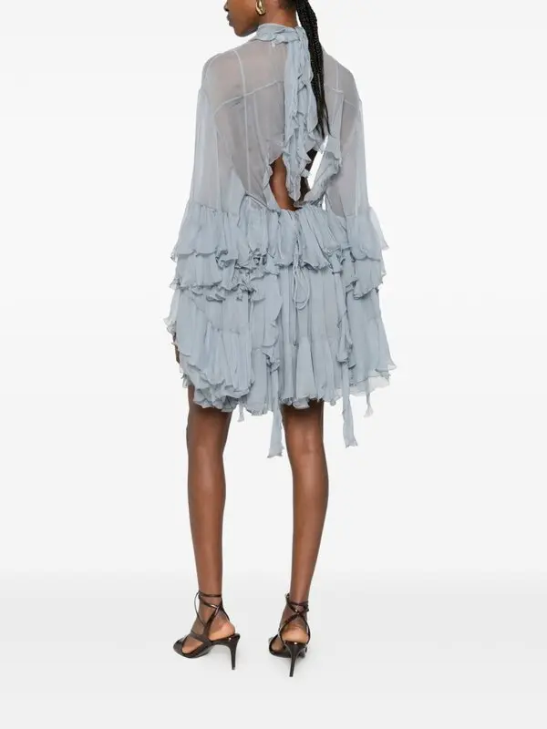 Chloé Silk Tiered Ruffle Dress - Multicolor