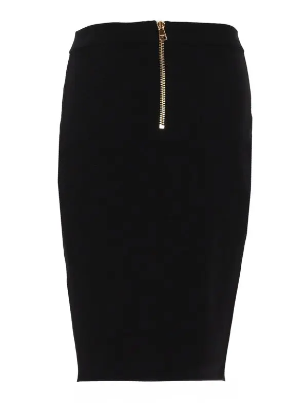 Balmain Midi Skirt With Jewel Buttons - Black