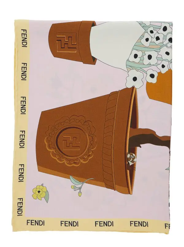 Fendi Gardening' Silk Scarf With All-over Print For - Multicolor