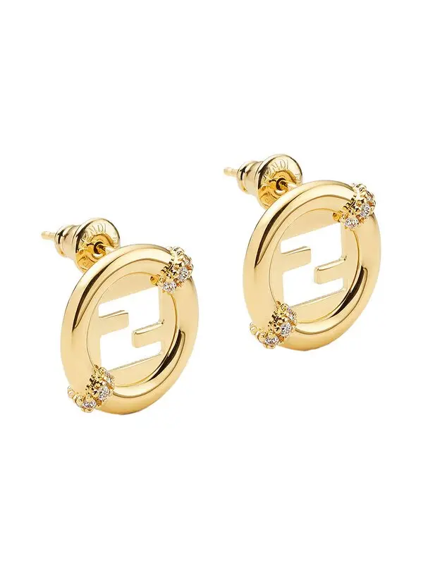 Fendi Gold Tone Ff Motif Stud Earrings - Multicolor
