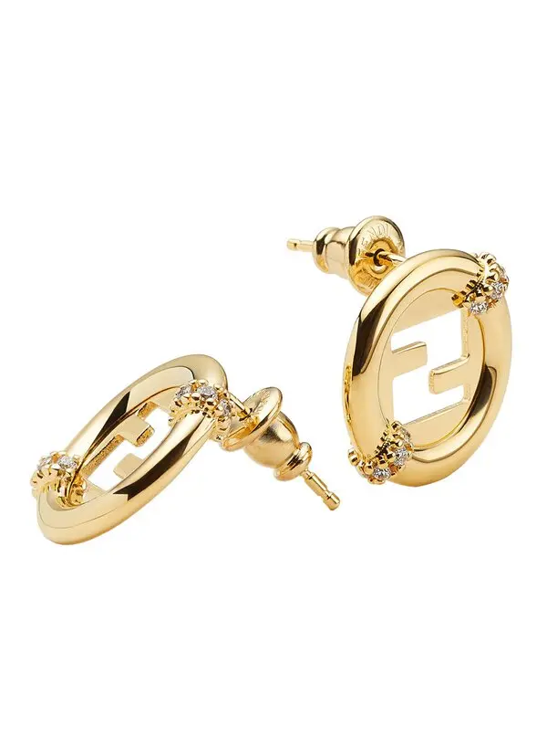 Fendi Gold Tone Ff Motif Stud Earrings - Multicolor