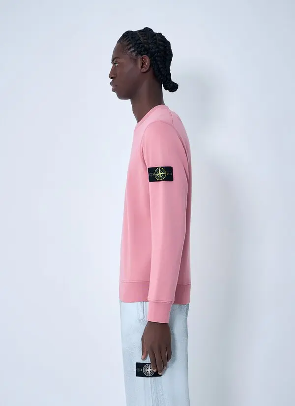 Stone Island Cotton Logo Patch Crewneck Sweatshirt - Green