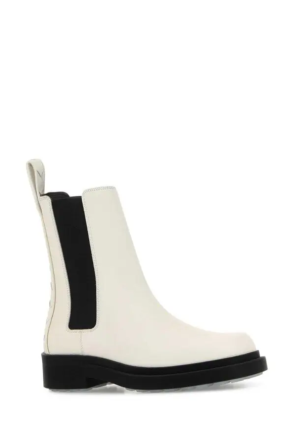 Bottega Veneta Ivory Leather Chelsea Ankle Boots