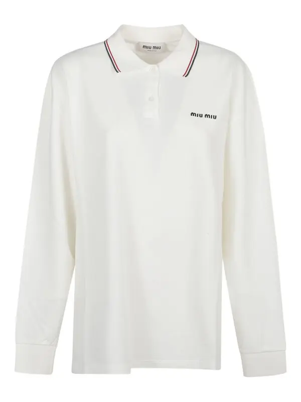 Miu Miu Long Sleeve Cotton Polo Shirt