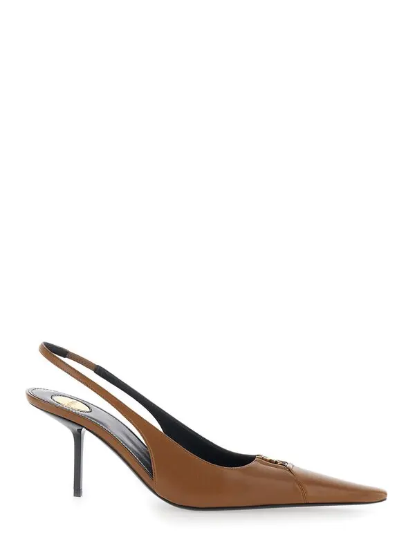 Saint Laurent Babylone" Leather Slingback Pumps - Brown