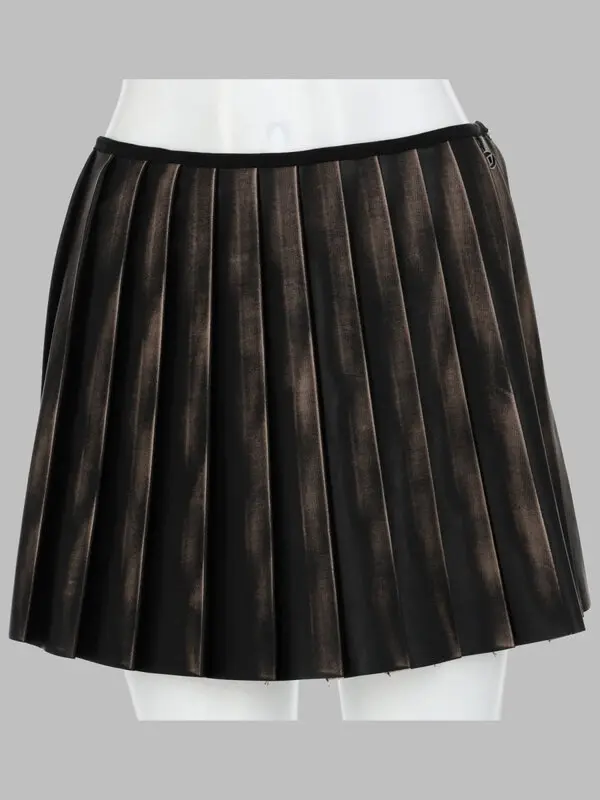 DIESEL® Pleated Skirt With Distressed Effect - Brown