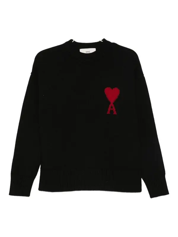 AMI Paris De Coeur Wool V-neck Cardigan - Multicolor