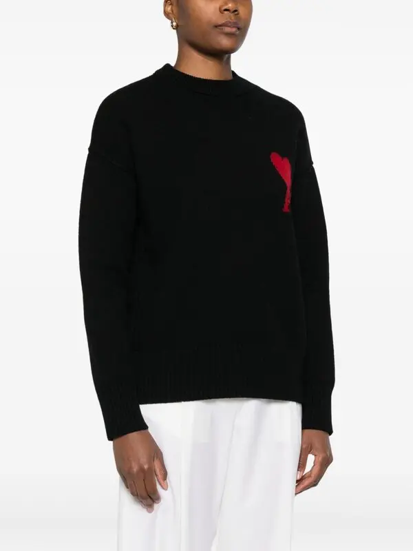 AMI Paris De Coeur Wool V-neck Cardigan