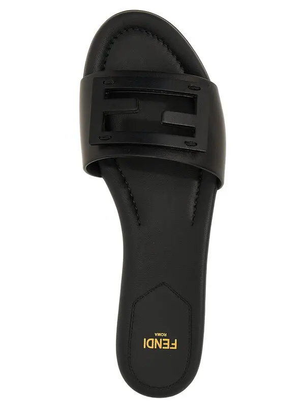 Fendi Baguette Leather Sandals With Ff Logo - Black
