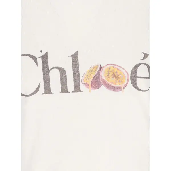 Chloé Organic Cotton Logo Detail T-shirt - Cream