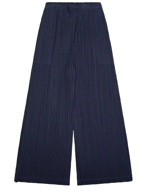 Issey Miyake Wide Leg Pleated Trousers - Blue