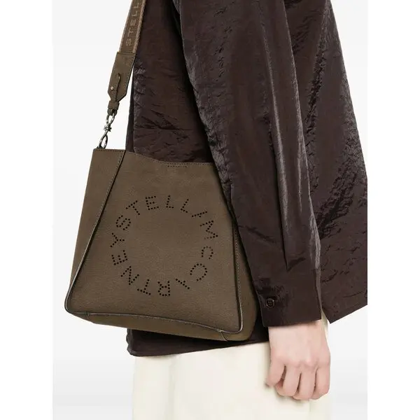 Stella McCartney Dark Logo Detail Satchel Bag - Brown